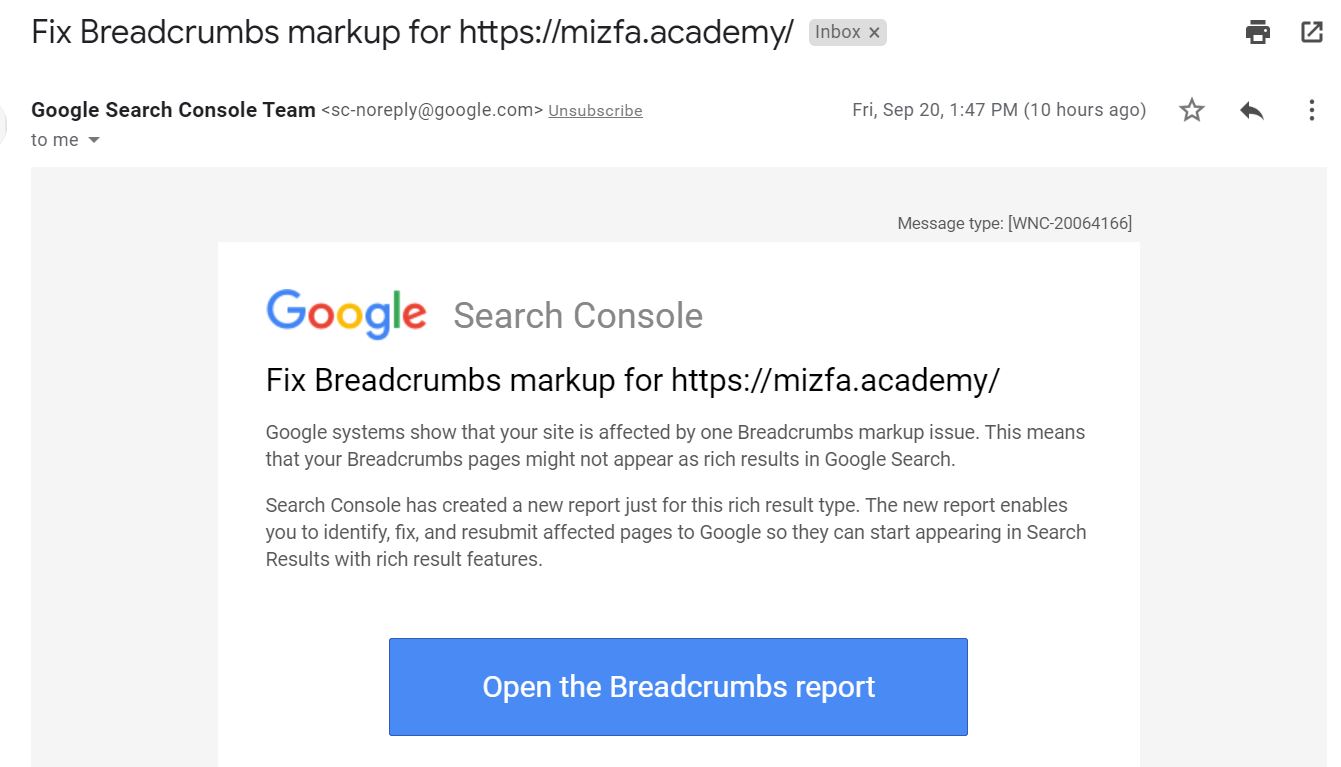خطای Fix Breadcrumbs markup که گوگل ایمیل میکند - رفع آن